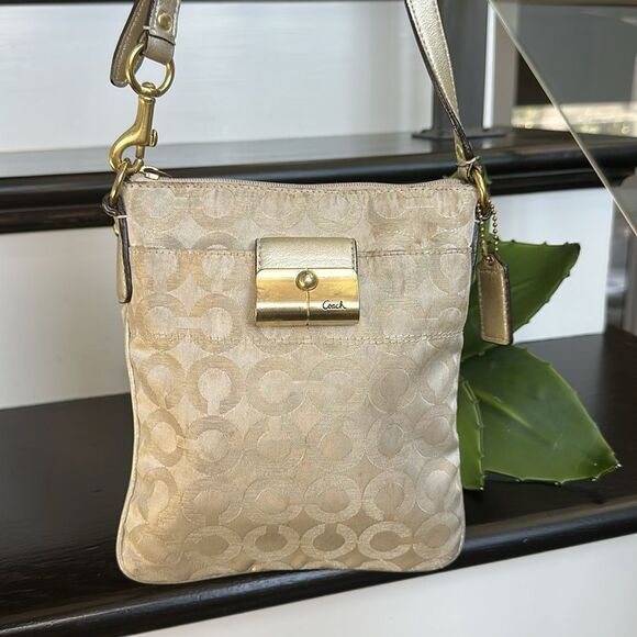 Coach | Bags | Coach Genuineleather Signature Canvas Crossbody Shoulder ...